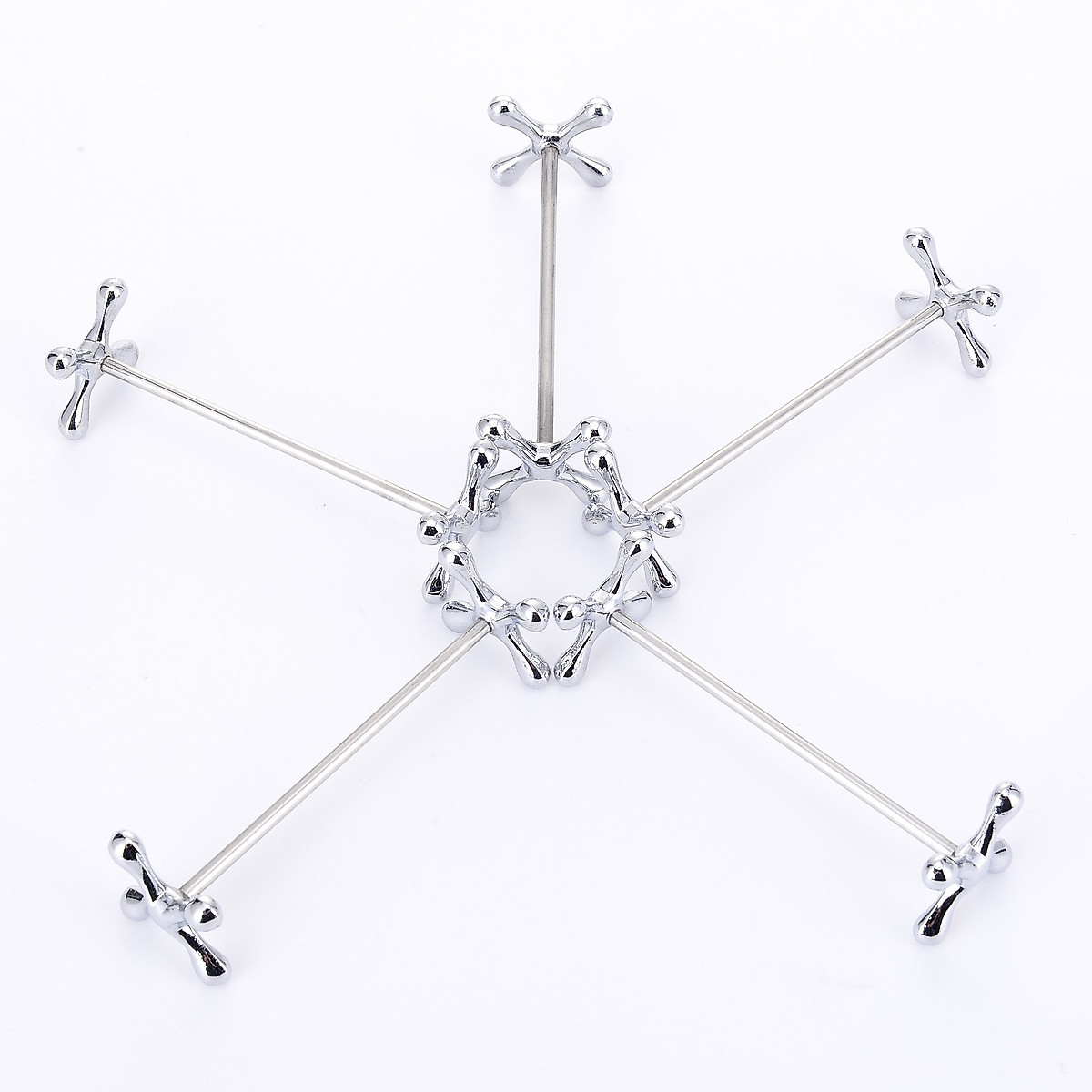 ChezMax Silver Zinc Alloy Flower Chopsticks Rest Spoons Stand Forks Knifes Holder Pack of 5