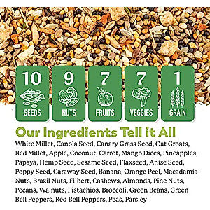 Dr. Harvey's Our Best Parakeet Food, Wholesome Seeds, Nuts, Fruits, and Vegetables Bird Feed for Budgies and Parakeets