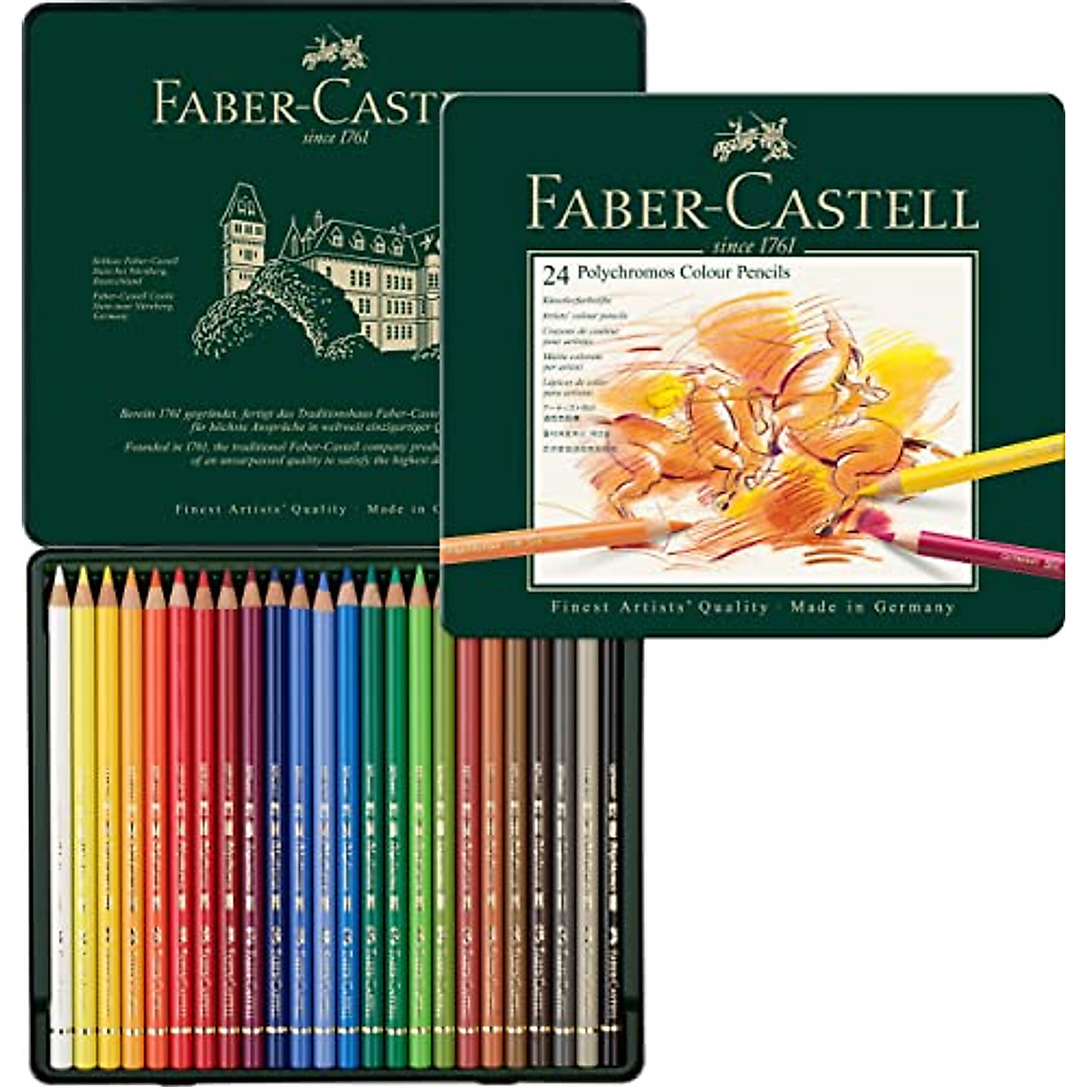 Faber-Castell 24 Piece Polychromous Colored Pencil Set in Metal Tin