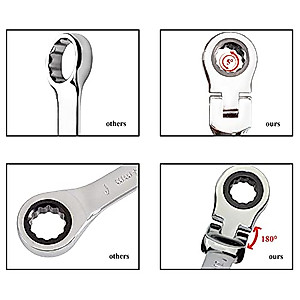 TR TOOLROCK 12pcs Flex Head Ratcheting Wrench Set- 8-19mm Metric Ratchet Combination Wrenches CrV Gear Spanner Set