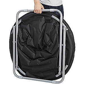 SUPER DEAL Folding Saucer Chair, Adults Kids Portable Faux Fur Saucer Chair for Living Room Dorm Room Apartment, Black