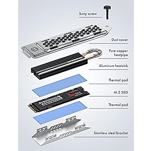 GRAUGEAR PS5 Heatsink SSD Cover Set, M.2 NVMe PS5 SSD Heatsink, Metal Heat Dissipation Cover, Copper Heat Pipe and Aluminum Fin for Playstation 5 SSD NVMe PCIe 4.0 Storage [G-PS5HS03]