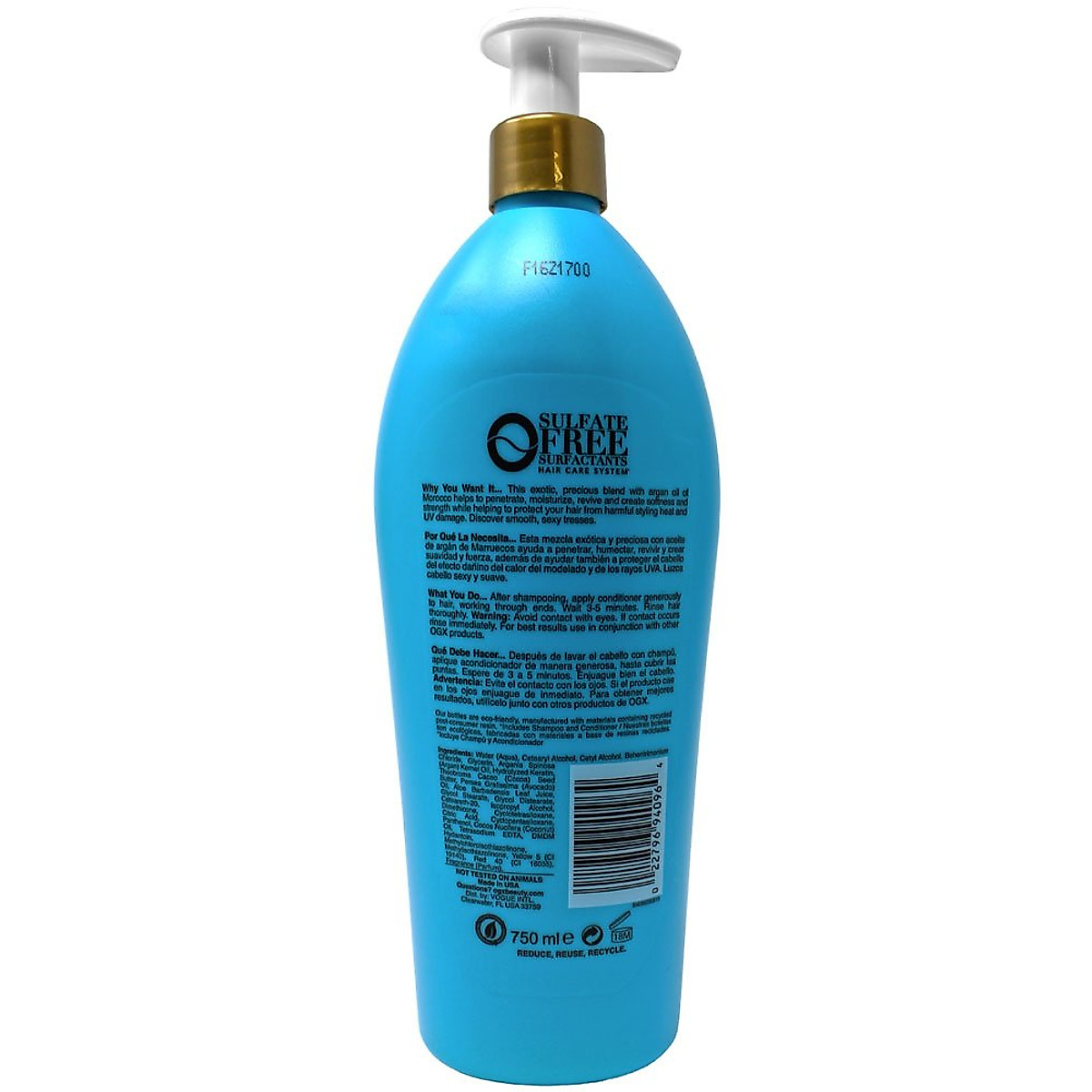 OGX Renewing Moroccan Argan Oil Shampoo and Conditioner Pump Bottle Salon Size Set (2 x 25.4 Oz)