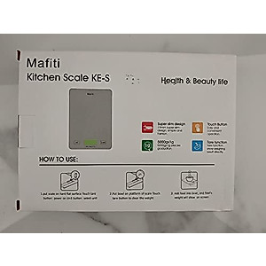 Kitchen Scale, Mafiti Digital Kitchen Scales 11lb/5kgX1g, Multifunction Measures in Kg, g, lb and OZ Digital Kitchen Weight for Food, Cooking and Baking，LCD Display（Silver）