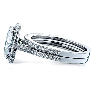 Kobelli Oval Moissanite Halo Bridal Rings Set 2 3/8 CTW 14k White Gold, 7