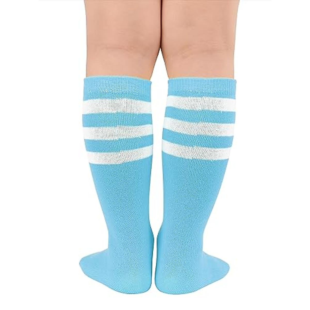 Century Star Toddler Soccer Socks for Girls Boys Baseball Socks Youth Softball Sock Kids Breathable Athletic Socks for Sports 2 Pair Light Blue White & Royal Blue White 6-9 Years