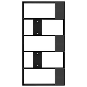 FurturHome 5-Tier Bookcase | Wooden 5-Shelf Bookshelf | Modern Wood Book Shelf with 5 Compartments for Bedroom Living Room Home Office | Black Engineered Wood 31.5" x 9.4" x 62.6"