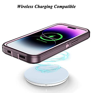 Qireoky for iPhone 14 Pro Case,iPhone 14 Pro Phone Case with Stand Heavy Duty Protective Anti-dust Port Cover Non-Slip Multi Layers 3 in 1 Bumper Shockproof Case for iPhone 14 Pro(Purple)