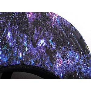 Quanhaigou Purple Galaxy Snapback Hat Unisex Trucker Hat Hip Hop Plaid Flat Bill Brim Adjustable Baseball Cap, Black Purple, One Size