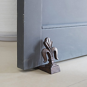 Decorative Door Stops Sets Wedge - Heavy Duty Cast Iron 2 Pack Iris Pattern Door Stops Wedge for Bottom of Door Black Cute Doorstop Guichifun