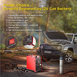 GX PUMP CS4-I Portable PCP Air Compressor, 350W Powerful Motor,Max 5800Psi/40Mpa, Built-in Home Converter, Water and Fans Cooling, 5 Hours Continous Work, 12V Auto Stop Paintball Air Compressor