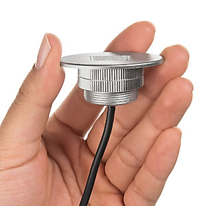 Set of 2 Bright White Marine LED Stern Lights for Bass, Lake, River, Boating, Kayak, Ocean, Sailing, Fishing, Pontoon. Flush bolt-style housing fits 1 inch hole (Silver Aluminum)