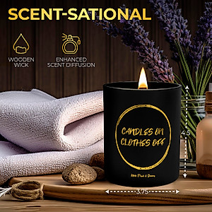 Luxury Funny Candles for Women Or Men - White Peach & Dreams,10oz - Wooden Wick Candles with Soy Wax – Funny Candle, Funny Candles for Men, Bithday Day Gift, Christmas Gift (Candles on Clothes Off)