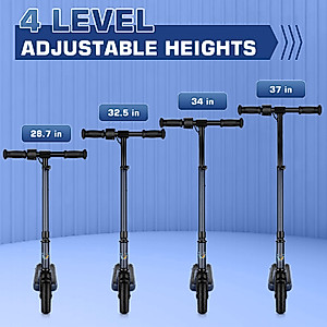 Caroma Electric Scooter for Kids Ages 8-12, Max 7 Miles Range and 10 Mph Max Speed, Colorful Rainbow Light, UL2272 Certification, Lightweight Electric Kick Scooter for Kids Boy Girl (Blue)