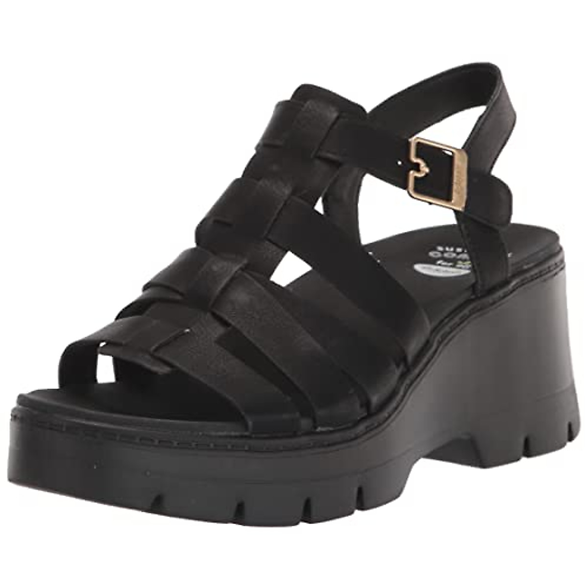 Dr. Scholl's Shoes Women's Check It Out Wedge Sandal, Black, 10