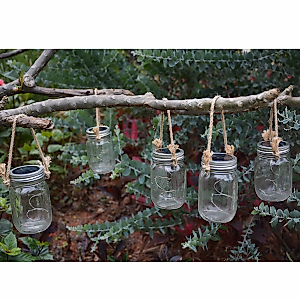 Homeleo 6Pack Burlap Wire Hangers Stainless Steel Handles for Mason Jar, Ball Pint Jar, Canning Jars, Regular Mouth Solar Mason Jar Hangers