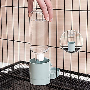 ACTMB Rabbit Water Feeder, Pet Cage Suspended Water Dispenser, Hanging Automatic Small Animal Water Bottle Bowl for Bunny Cat(Feeder,Blue)