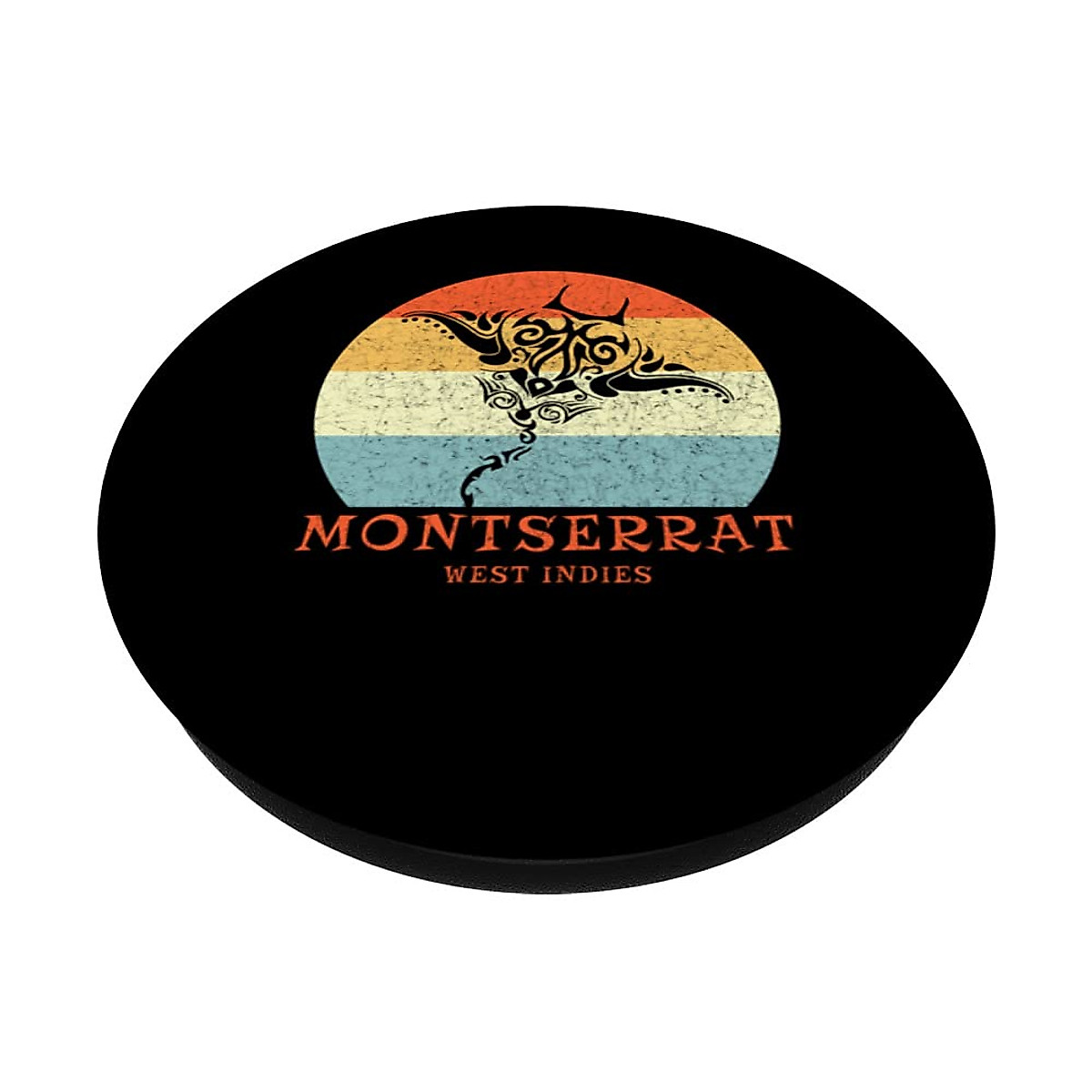Montserrat, West Indies Vintage Tribal Manta Ray Vacation PopSockets Swappable PopGrip