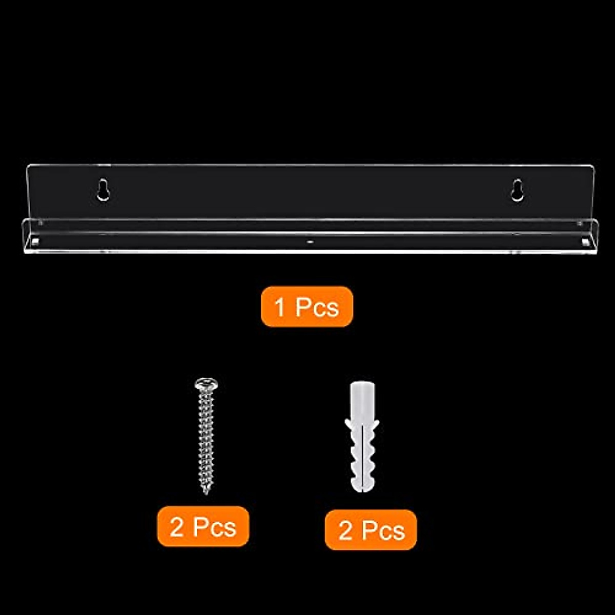 PATIKIL 15 x 1.3 Inch Acrylic Floating Shelf, Floating Wall Mounted Shelves for Bathroom Kitchen Wall Decoration, Transparent