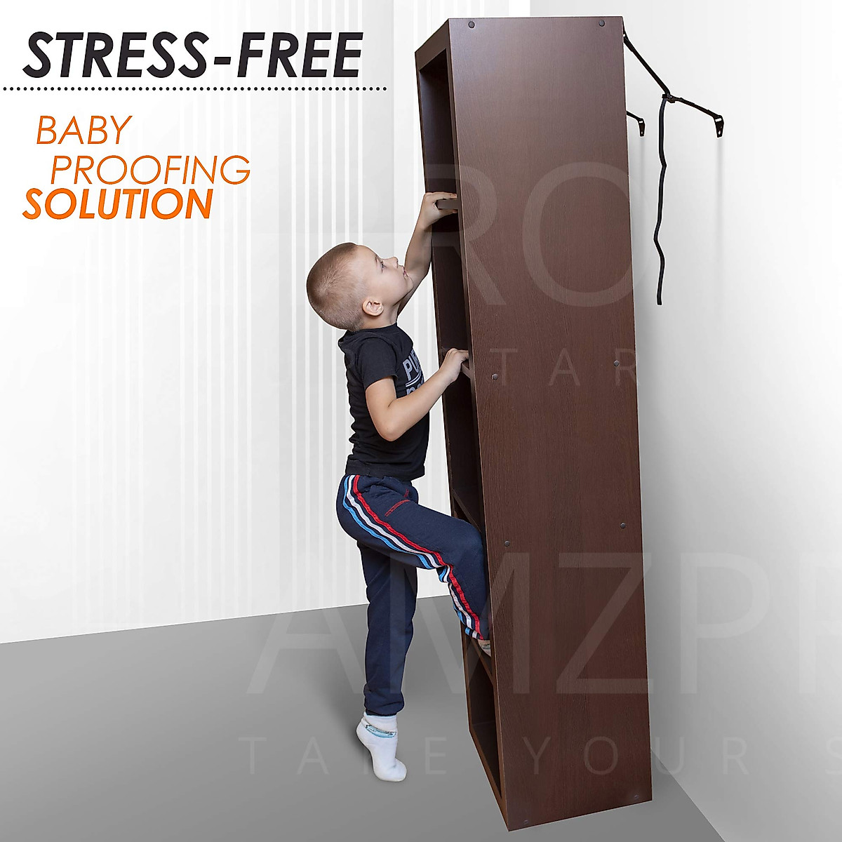 Safety Straps - Anti-Tip Strap - Baby TV Strap - TV Anchor Straps - Secure Strap - TV Earthquake Strap - TV 4 Straps - TV Tether Strap - TV Tip Strap