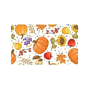 susiyo Doormat 30"x18" Autumn Pumpkins Sunflowers Leaves Non-Slip Indoor Entryway Door Mat (Rubber Backing)
