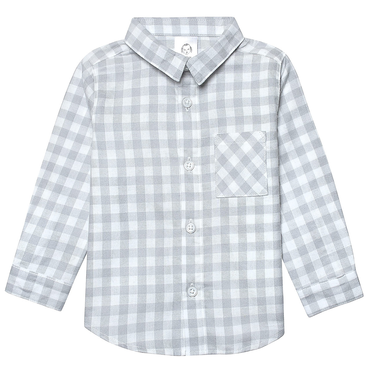 Gerber Baby and Toddler Boys Long Sleeve Button Up Plaid Shirt, Gray Plaid, 4T