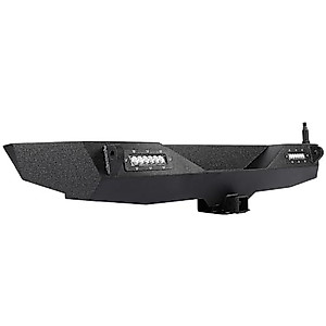 cciyu Rront and Rear Bumper with and Tire Carrier Compatible for 2007-2018 for Jeep Wrangler JK with D-ring, LED Strip Light and 4XLED Lights