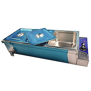 TECHTONGDA Food Soup Warmer Stove Bain Marie Commercial Canteen Buffet Steam Heater 12x8.7x6inch Pan 3 Pan