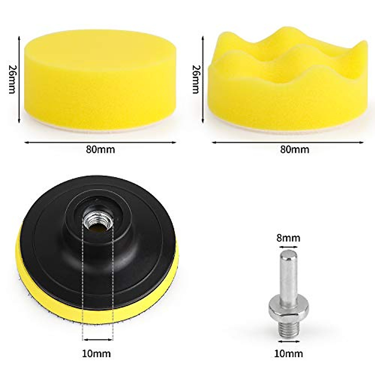 Kshineni Car Foam Drill 3-Inch Buffing Pad, 11 Pcs Polishing Pads Kit, Car Buffer Polisher Kit Drill Buffing Kit for Car Polishing, Waxing, Sealing Glaze