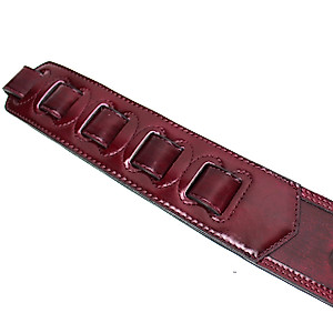 Walker & Williams LID-06 Sangria Purple Leather Padded Guitar Strap with Western Floral Tooling