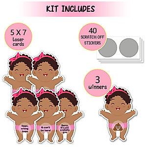 Baby Shower Raffle Card Game for Girls, Baby Shower Prizes, Silly Activity for Ice Breakers, Door Prizes, Baby Shower Party Decorations, Fun and Easy to Play - 38 Cards (curly hair)