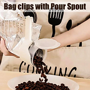 2PCS Bag Clips with Pour Spout,Food Bag Clip With Pour Spouts,Bag Spout Clips,Seal and Pour Bag Clips,Reusable Plastic Cap Sealer Clips, Great for Organizing and Storing Food in the Kitchen(White)