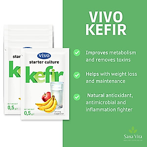 VIVO Kefir Starter (5 boxes) Makes up to 30 quarts of kefir