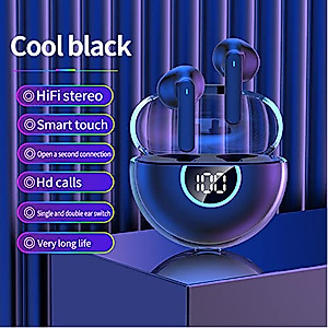 hujusko Earbuds Wireless Bluetooth 5.2 Fitness Lightweight Headphones, Fast Charging, Touchable Led Display Earphones, with Charging Case Built in Micphones for iOS/Android Phones(White)