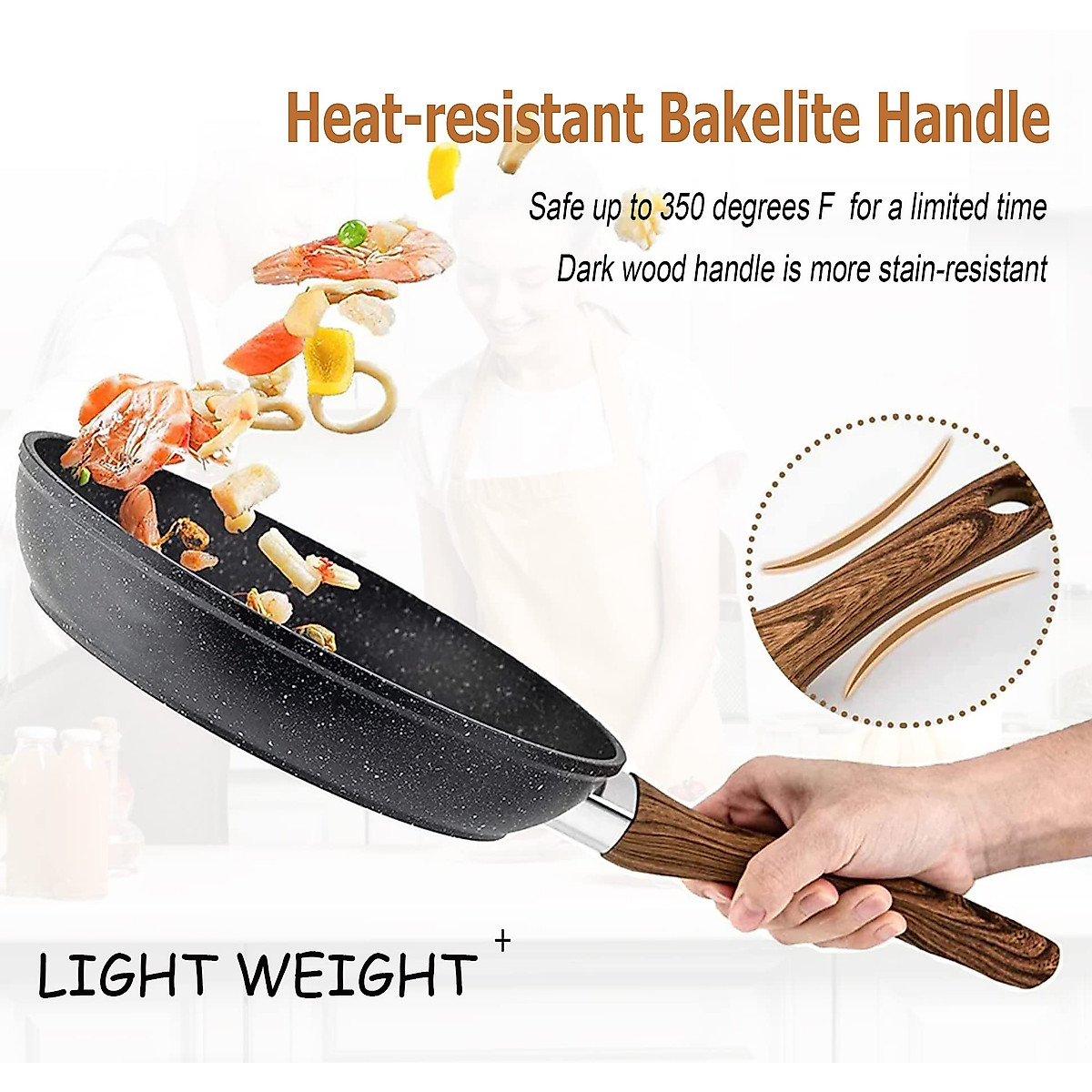 Kitchen Induction Cookware & Bakeware Set - 30 Piece Black Granite Cooking Pans Set, Non-Stick Pots and Pans Set