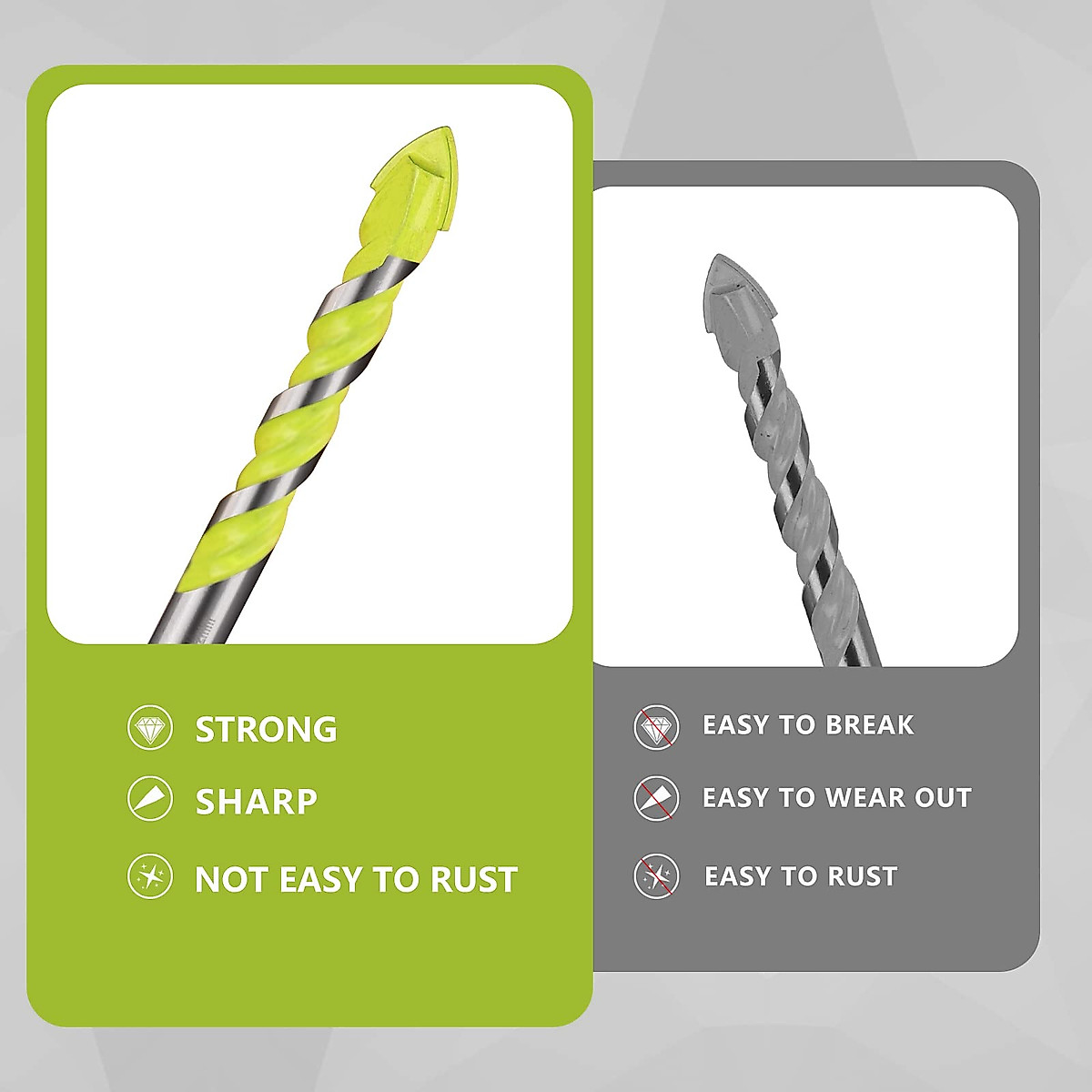 Masonry Drill Bit Set & Concrete Drill Bit 11Piece,Chrome Plated with Industrial Strength Carbide Tip,for Tile,Glass.Brick,Wall,Acrylic,Plastic,Wood,Aluminum Alloy,Thin Iron Plate,Concrete by CSOOM