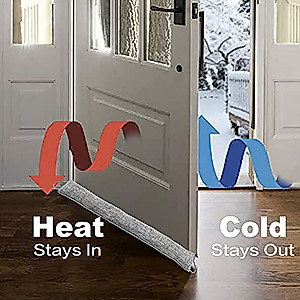 Upgraded Under Door Draft Guard 36inch, Air Stopper Noise Blocker Heavier Bottom Insulation with Hanging Loops Easy Storage (Grey, Cotton)