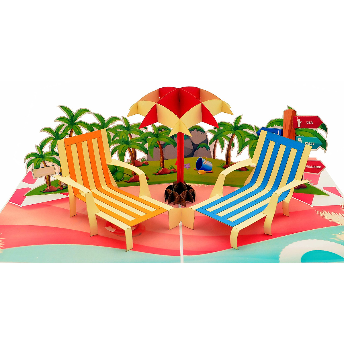 Time to Say Hello to Summer Pop Up Card, Greeting Card Butterfly Flied Out, Summer Birthday Card, Beach Day Card, 3D Card, Greeting Cards, Celebration Card 6" X 8" when closed