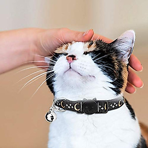 6 PCS Breakaway Cat Collars with Bell Golden Moon Glowing Star in The Dark for Kitten