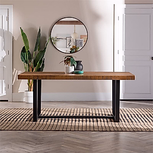 Walker Edison Andre Modern Solid Wood Dining Table, 72 Inch, Rustic Oak
