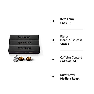 Nespresso Capsules VertuoLine, Double Espresso Chiaro, Medium Roast Coffee, 10 Count (Pack of 3) Coffee Pods, Brews 2.7 Ounce (VERTUOLINE ONLY)