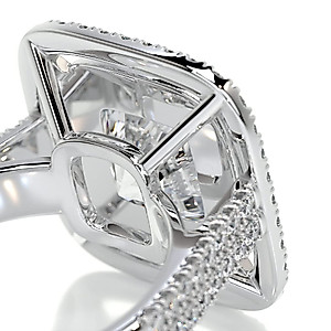 Solid Gold Handmade Engagement Rings 2 CT Cushion Cut Moissanite Diamond Double Halo Bridal Wedding Ring for Anniversary Propose Gift (14K Solid White Gold)