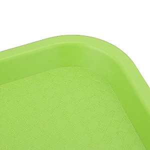 12 Pack Fast Food Serving Tray, 10 x 14 Inch Rectangle Fast Food Cafeteria Service Tray, Plastic Tray for Cafe, Food, Cafeteria, Green