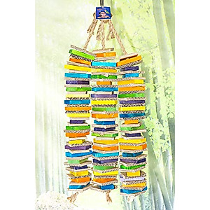 Birds LOVE Chew-Tastic Triple Tower of Shredded Fun Colorful Safe Lots of Wood to Chew Large Bird Cage Toy for African Greys, Amazons, Eclectus, Cockatoos, Macaws and Similar Sized Birds
