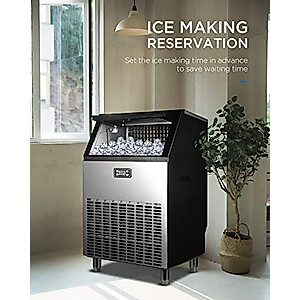 COOLLIFE Commercial Ice Maker - Produces 200lbs of Ice in 24 Hrs with 55lbs Storage Bin (200LBS/24H)