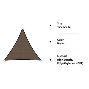 FLORALEAF 12'x12'x12' Sun Shade Sail Triangle Canopy UV Block Sun Shade for Outdoor Patio Garden Backyard Awning