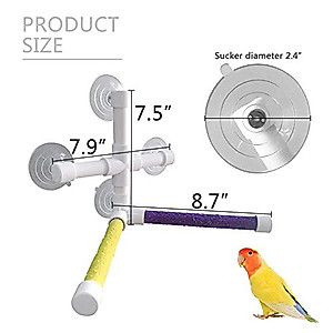 Hamiledyi Parakeet Bath Perch,Shower Perch,Parakeets Bird Bath Standing Platform,Suction Cup Window Basking,Bird Play Stand for Parrots Sunlight Toy Suitable for Parakeet,Cockatiel,Budgies,Cockatoo