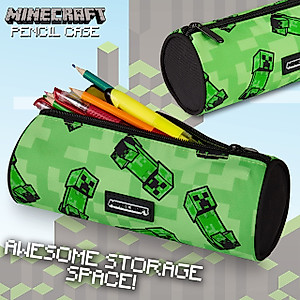 Minecraft Boy's Gamer School Pencil Case Round 22 cm Video Games Design Green