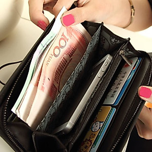 SHERCHPRY 1pc Handbag Medium Skull Purse Lether Cash Punk Pu for with Zippered Gothic Women Phone Clutch Vintage Black Zipper Holder Wristlet Wallets Travel Wallet Long Goth Wallet