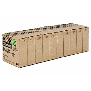 Scotch Magic Greener Tape, 10 Rolls, Numerous Applications, Invisible, Engineered for Repairing, 3/4 x 900 Inches, Boxed (812-10P)
